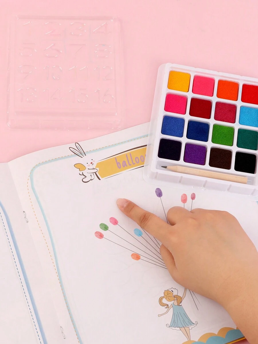 2pcs/Set English Finger Painting Coloring Book + 16-Color Finger Print ...
