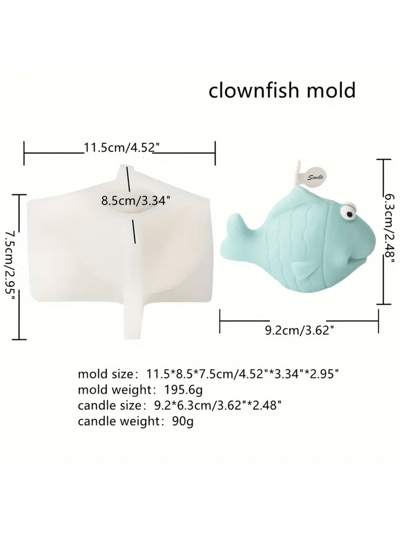 Clownfish Dolphin Silicone Mold Handmade Candle Plaster Soap Epoxy ...