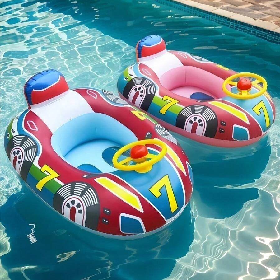 1pc Inflatable Pvc Racing Car Shaped Pool Float With Decorative ...