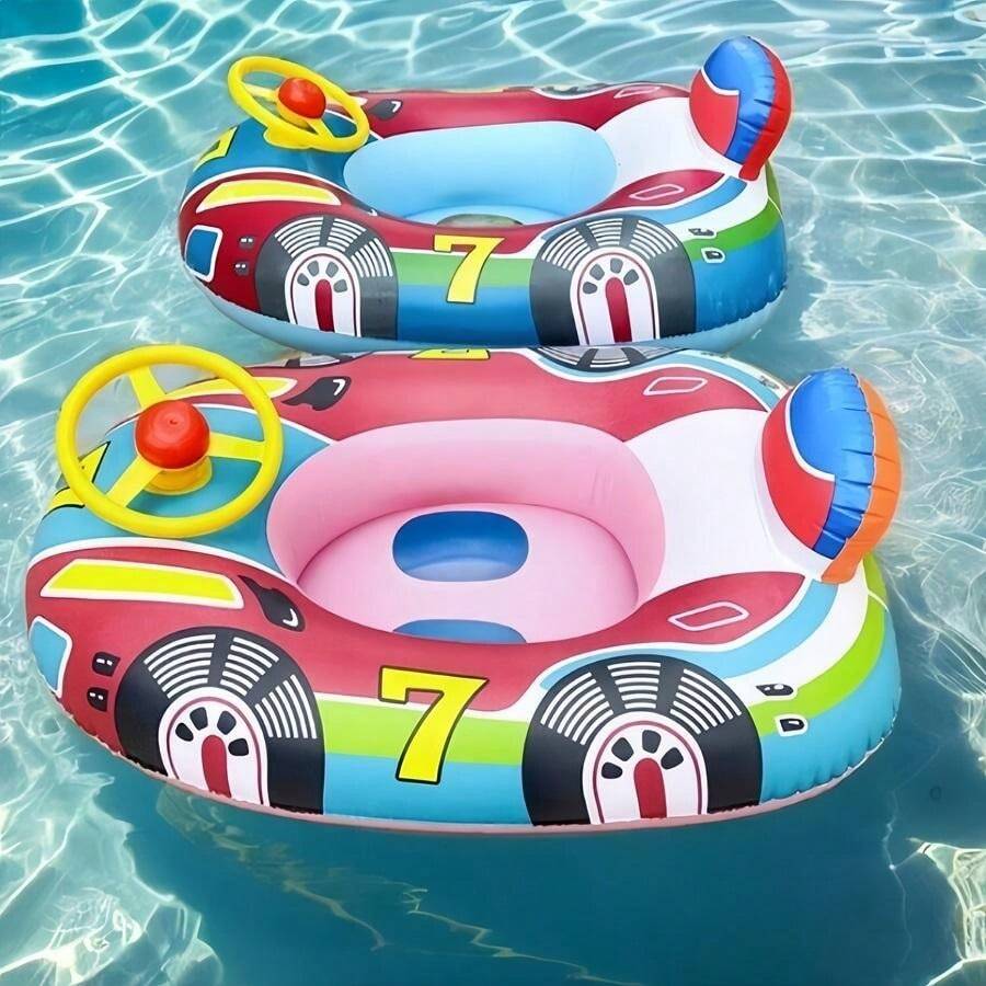 1pc Inflatable Pvc Racing Car Shaped Pool Float With Decorative ...