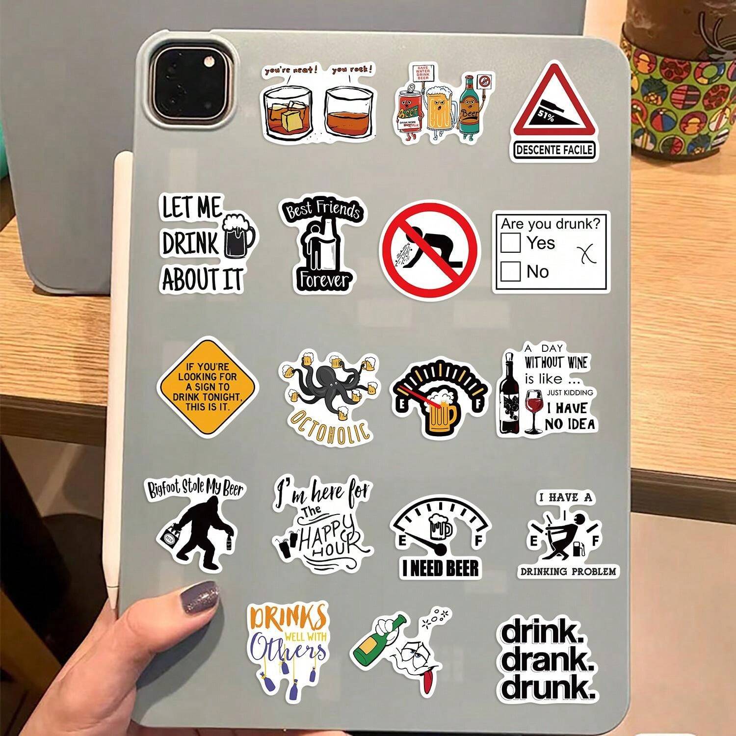 50 Cartoon Fun Beer Fashion Stickers For Customizing Water Bottles ...