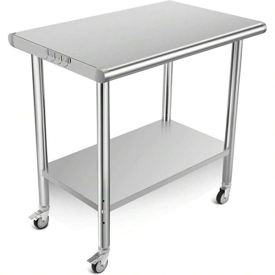 Stainless Steel Kitchen Prep Table - 36 X 24 Inches, Mobile Worktable ...