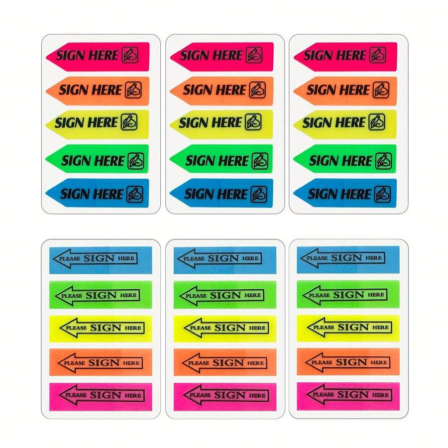 6 Sheets/600pcs Contract Marking Stickers, Signature Indication ...