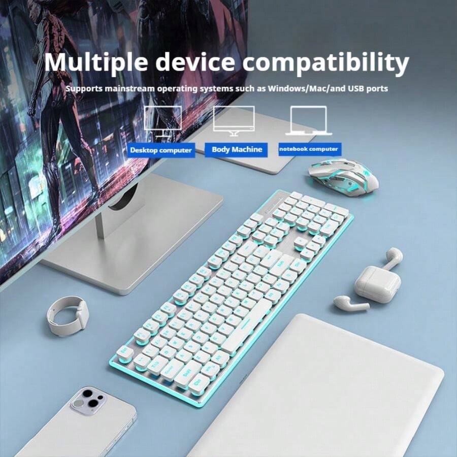 EWEADN BT & 2.4G Wireless Connection Keyboard And Mouse Combo, Water Drop Suspension Keycaps ...