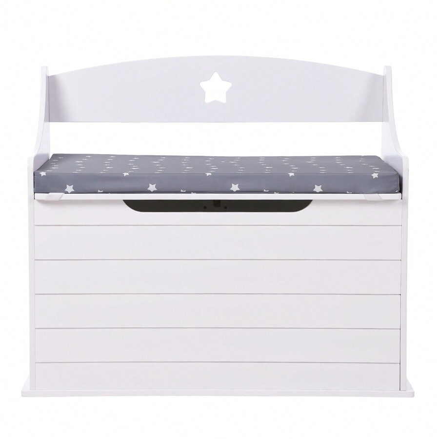 Wooden Toy Box With Seating Bench, White Kids Toy Chest, Large Storage ...