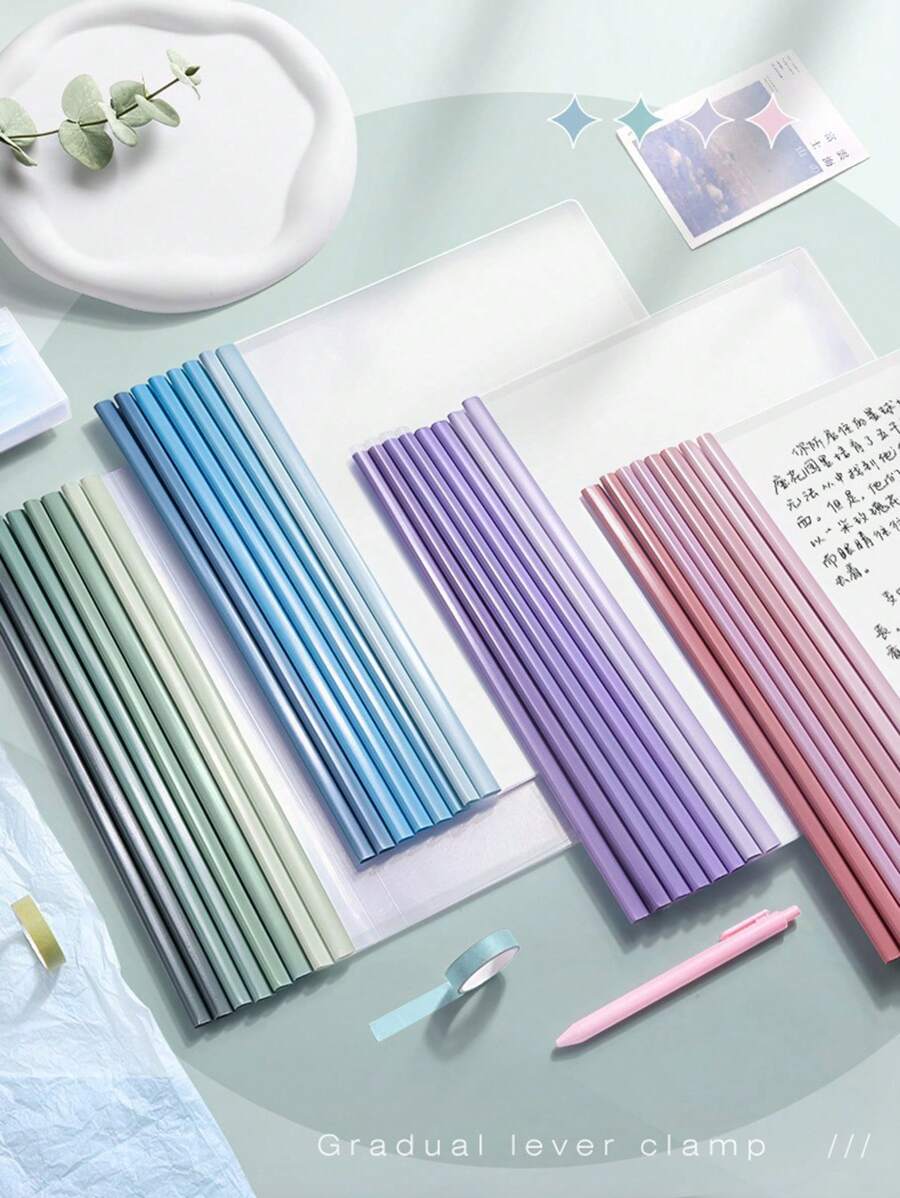 10pcs/Pack Gradient Color A4 Document File Folders, Thick Plastic ...