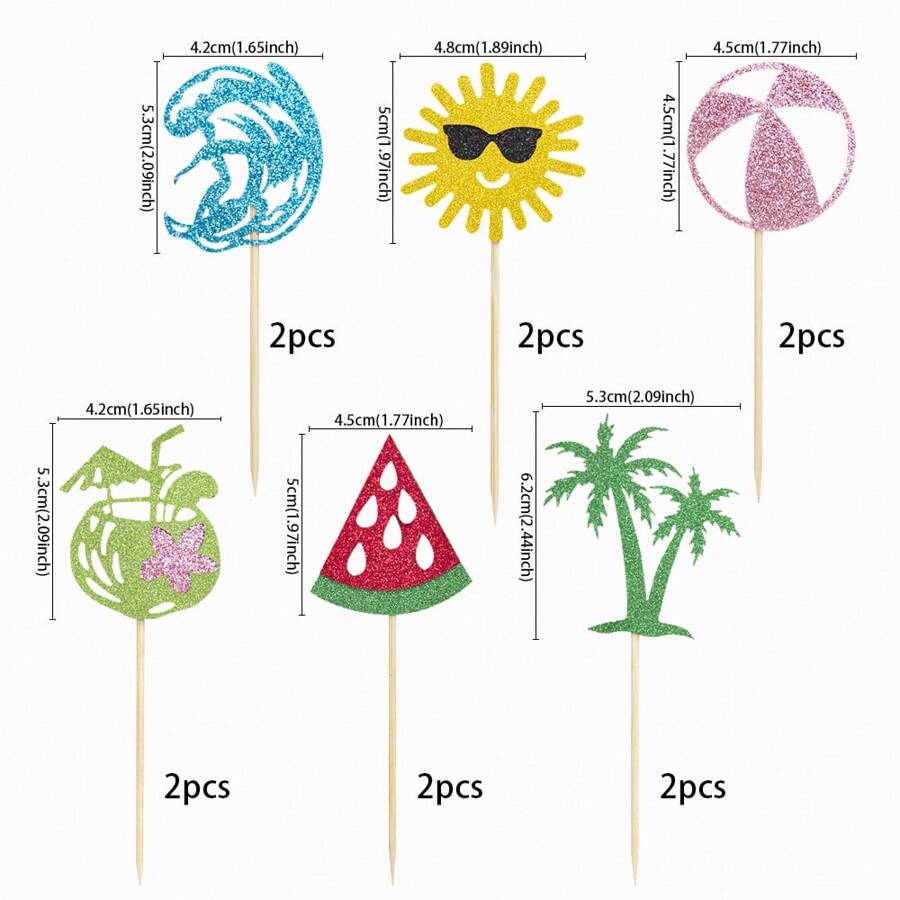 12 piezas Toppers de cupcakes con temática de playa de verano en Hawai ...