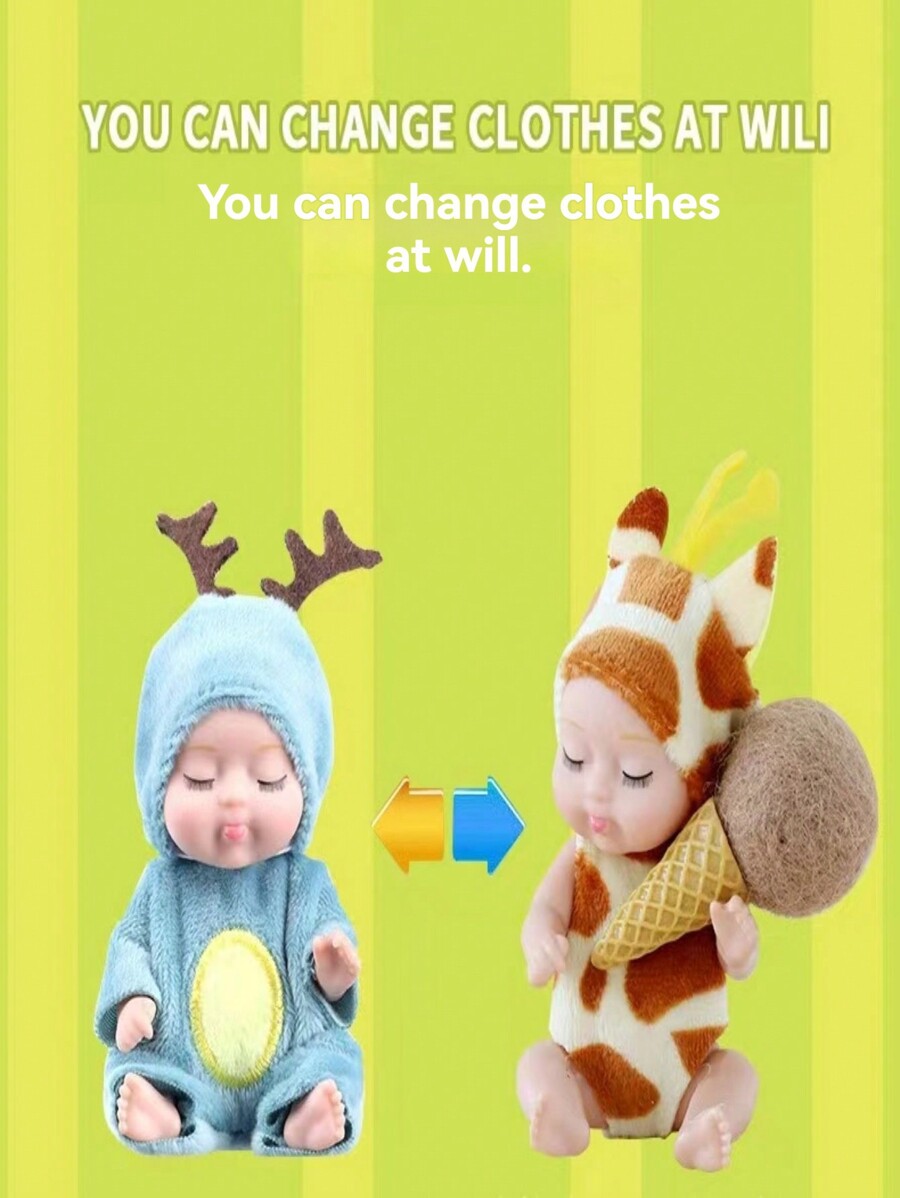 1pc/6pcs Sleeping Reborn Doll PVC Action Figure Simulation Mini BJD ...