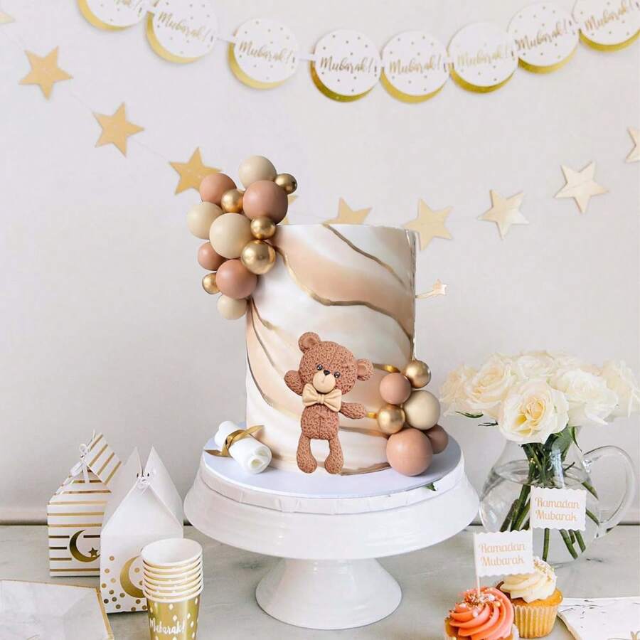 31pcs Brown Bear Cake Decorating Kit For Boys' And Girls' Birthday ...