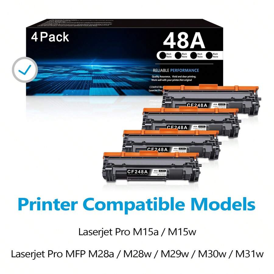 48A Toner Cartridge Black 4 Pack (With CHIP) 48 A Toner Replacement For ...