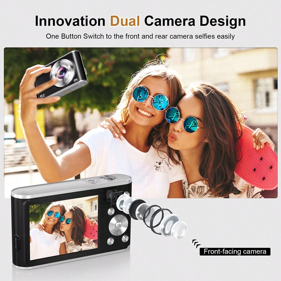 2025 Nova Câmera Digital 4K Vlogging Com Autofoco, Câmeras Duplas, Zoom ...