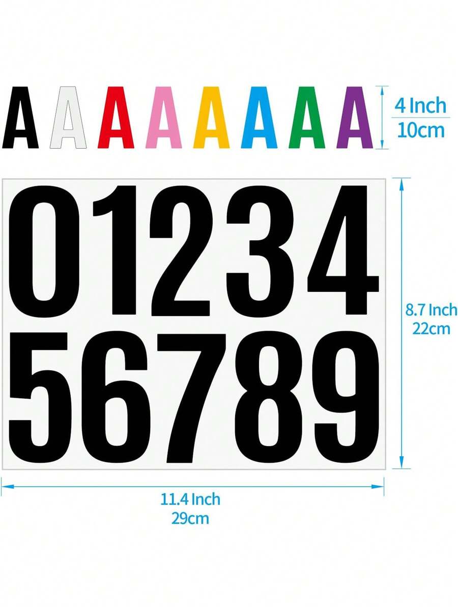Finego 12 Sheets Large Self Adhesive Vinyl Letters Numbers Kit, 4 Inch ...
