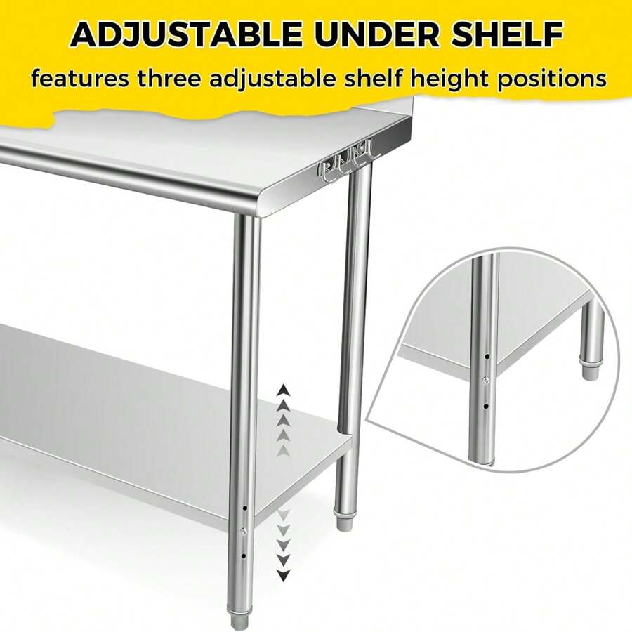 Stainless Steel Kitchen Prep Table - 48 X 24 Inches With Backsplash ...