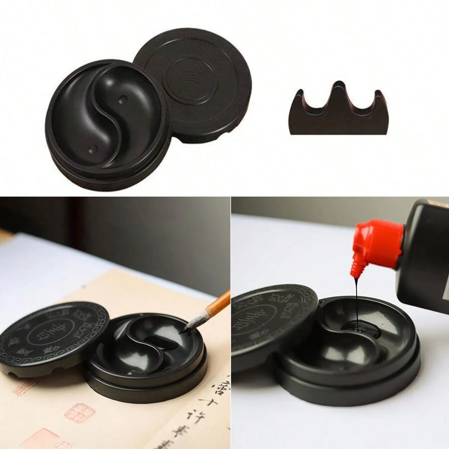 Ink Stone Calligraphy Inkstone And Brush Holder Japanese Chinese Black ...