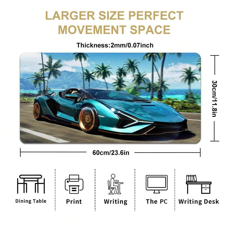 1pc Cool Blue Sports Car Mouse Pad Large Gaming Mouse Pad Multi-Size ...
