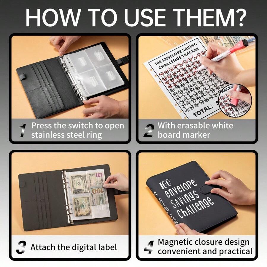 100 Envelope Money Saving Challenge Flipchart, Savings Challenge With ...