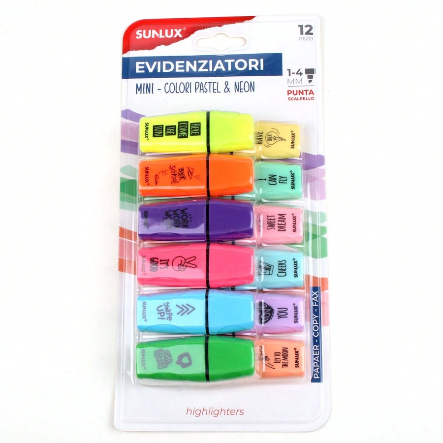 MOTARRO 12Pcs Pvc Box Markers Fluorescent Colors Tiny Highlighter Pen ...