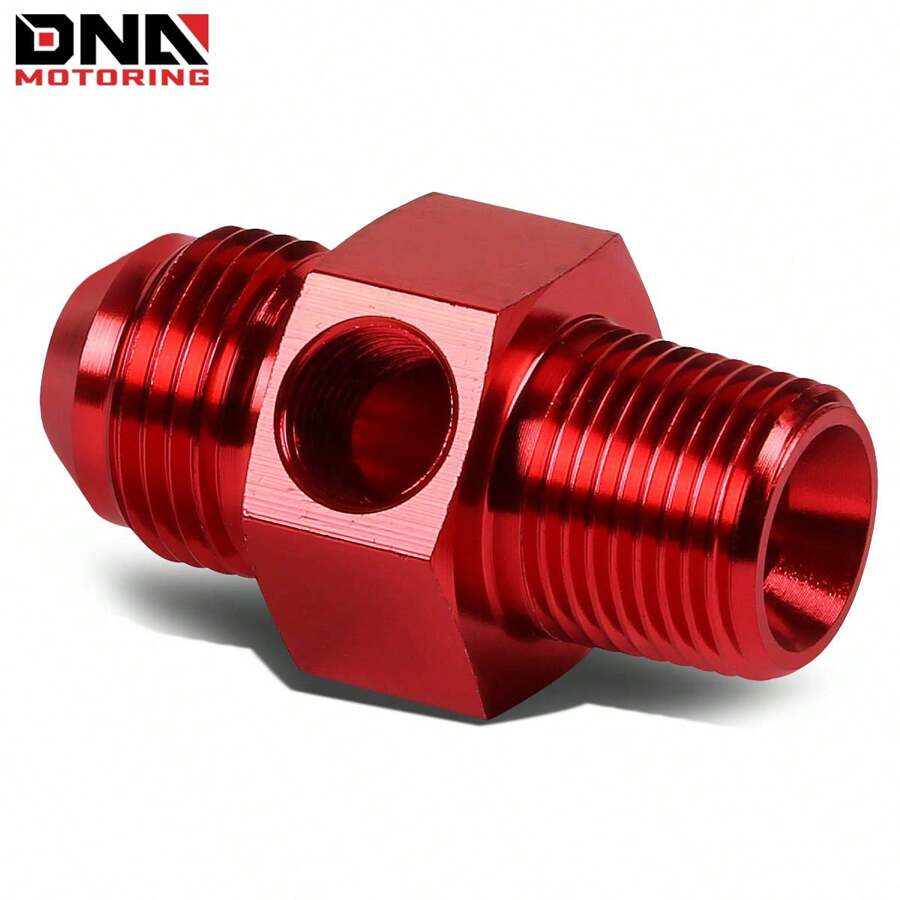 Red ANodize 8-AN Flare To 1/2" Npt Fitting/Coupler+1/8" Pressure/Temp ...