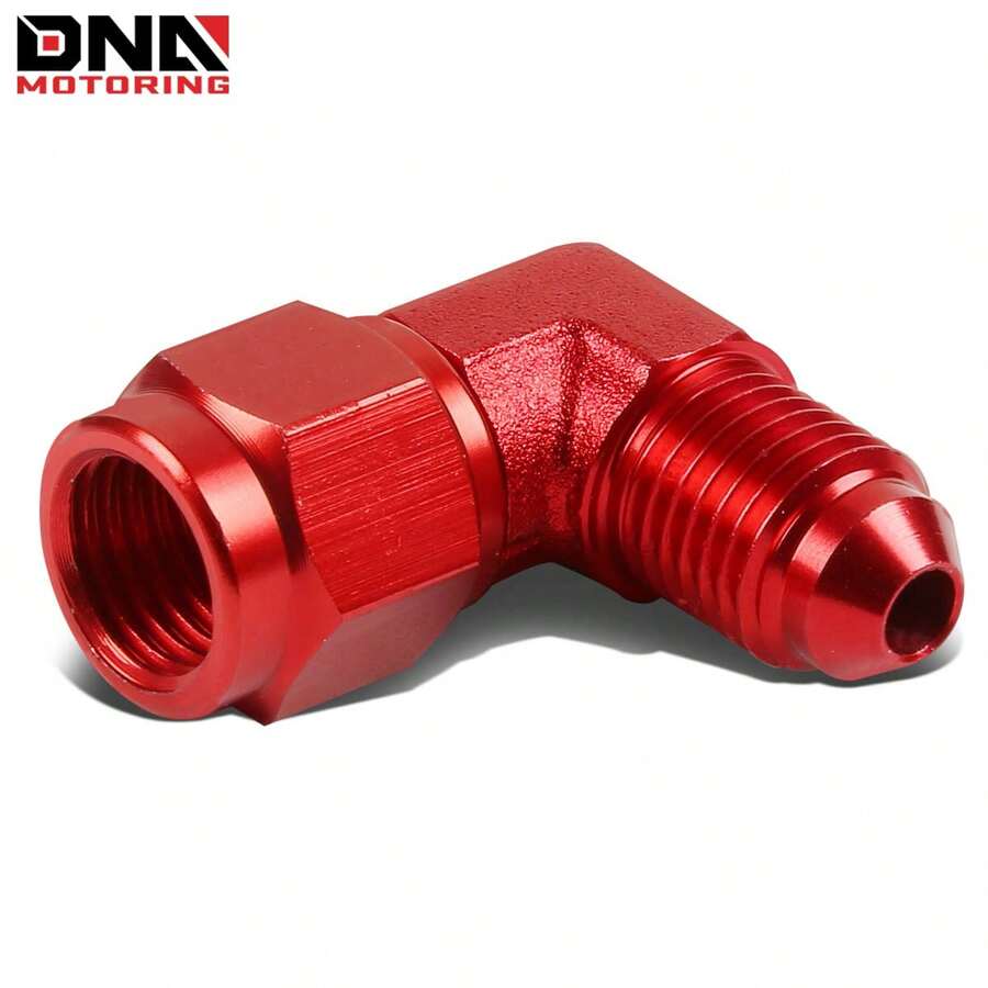 AN4 AN-4 Male Female 90 Degree Bulkhead Flare Red Aluminum Anodized ...