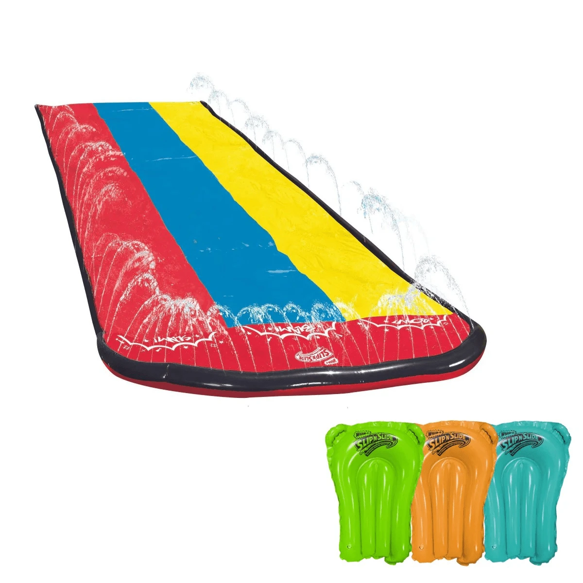Slip N Slide Triple Slip And Slide With 3 Bodyboards Premium Lawn Water ...