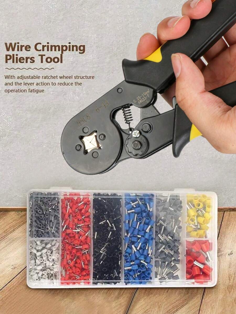 Precision Crimping Pliers Set 1250PCS Ferrule Crimping Tool Square 0.25 ...