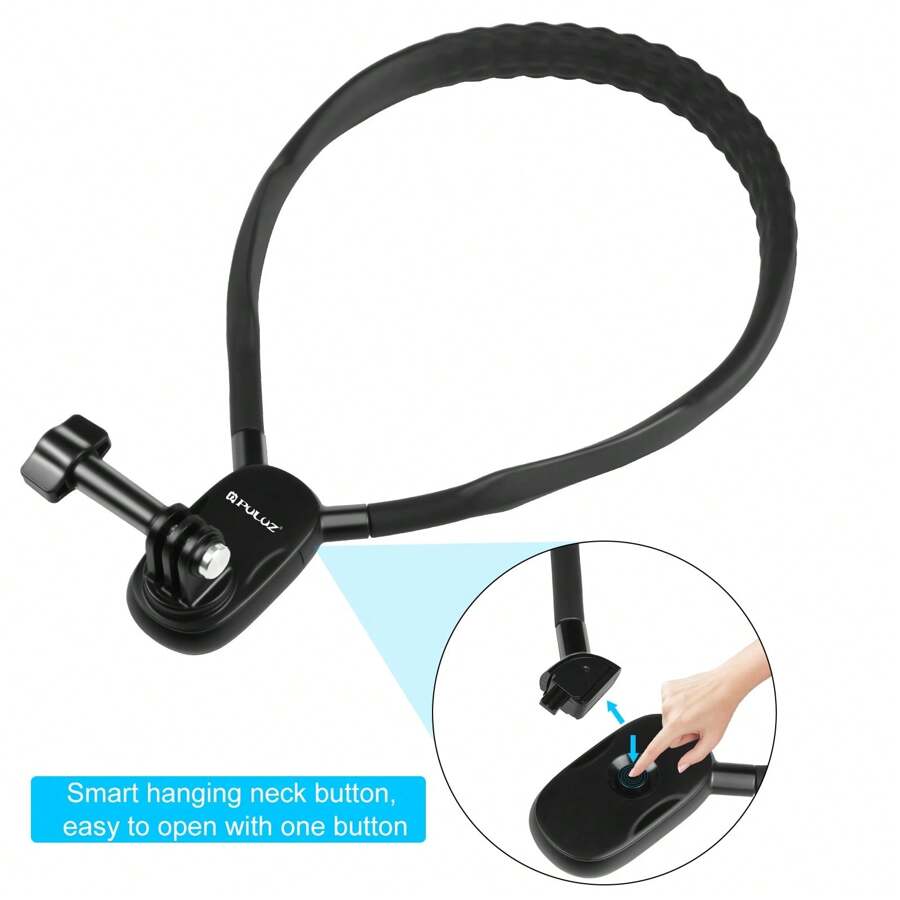 PULUZ Lazy Neck Bracket POV View Mount For GoPro Action Cameras (Black ...