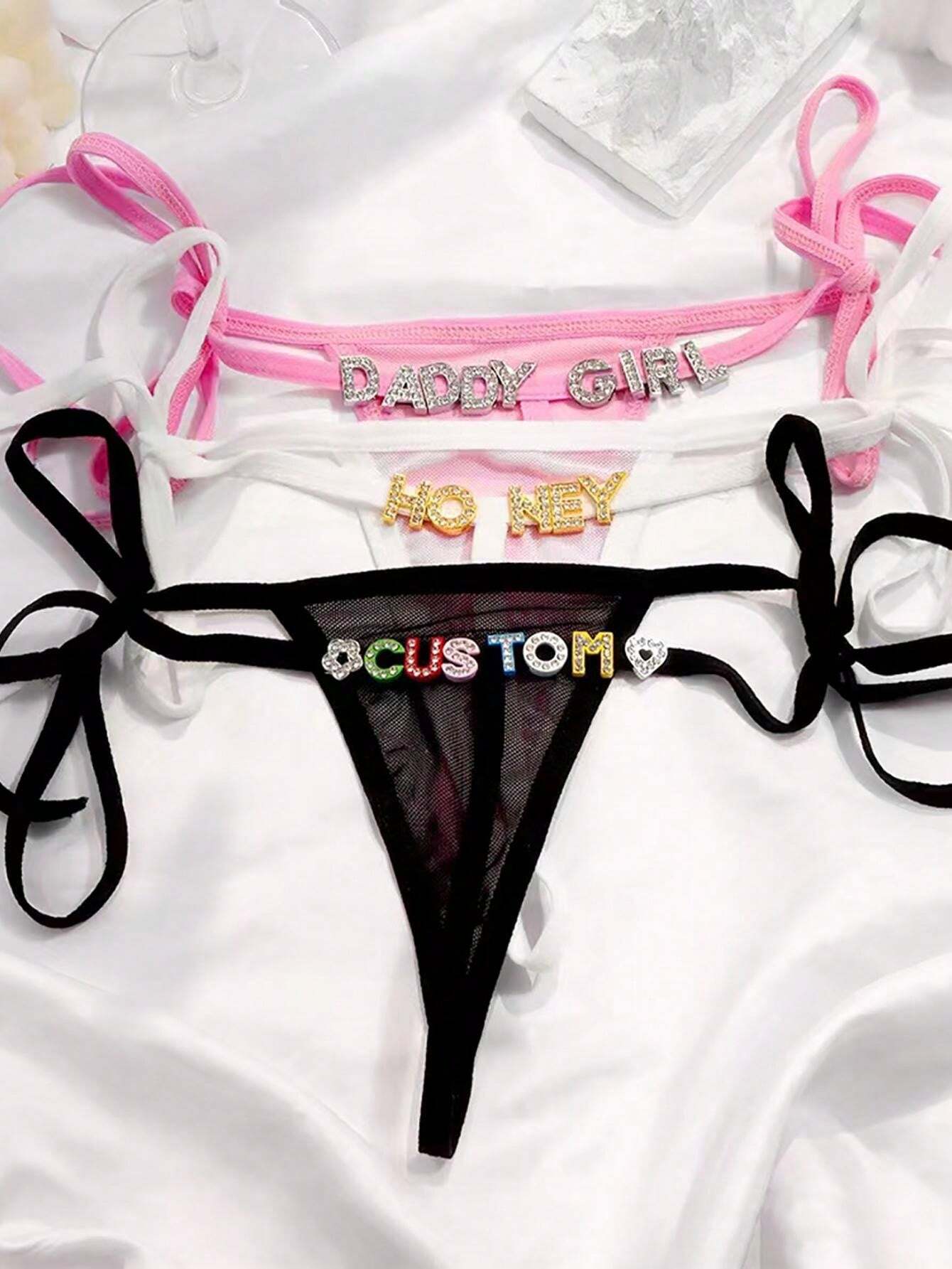 Custom Thong G-Strings With Gold Charms Name • Personalized Charm Thong ...