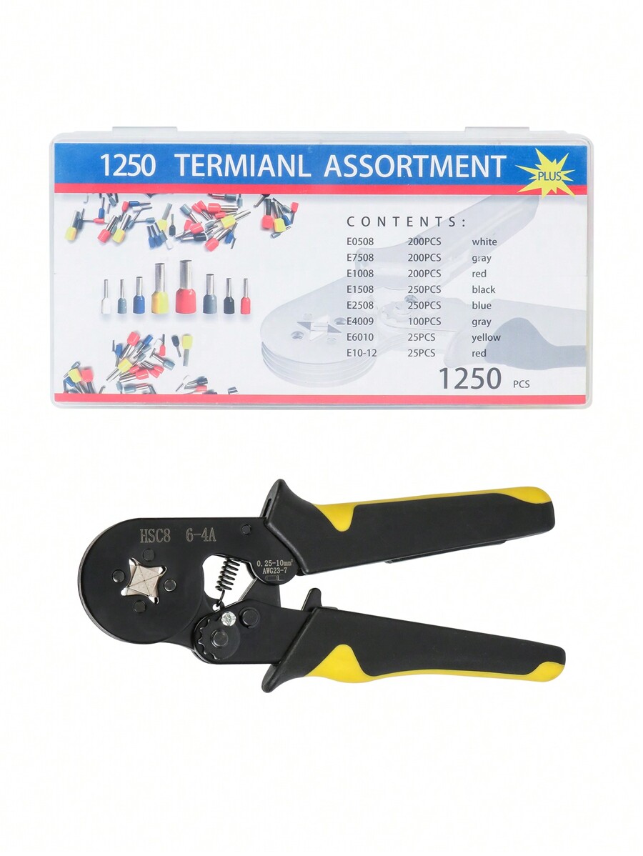 Precision Crimping Pliers Set 1250PCS Ferrule Crimping Tool Square 0.25 ...