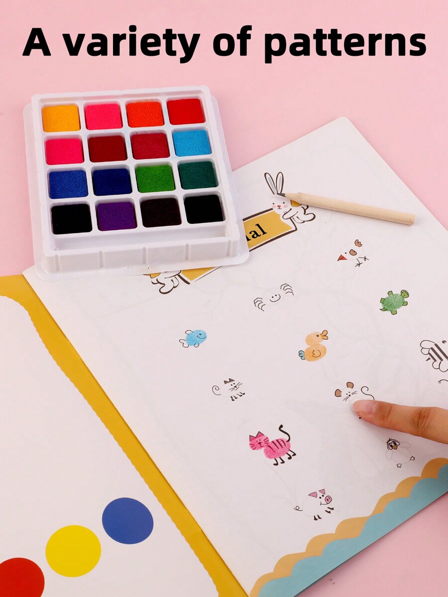 2pcs/Set English Finger Painting Coloring Book + 16-Color Finger Print ...