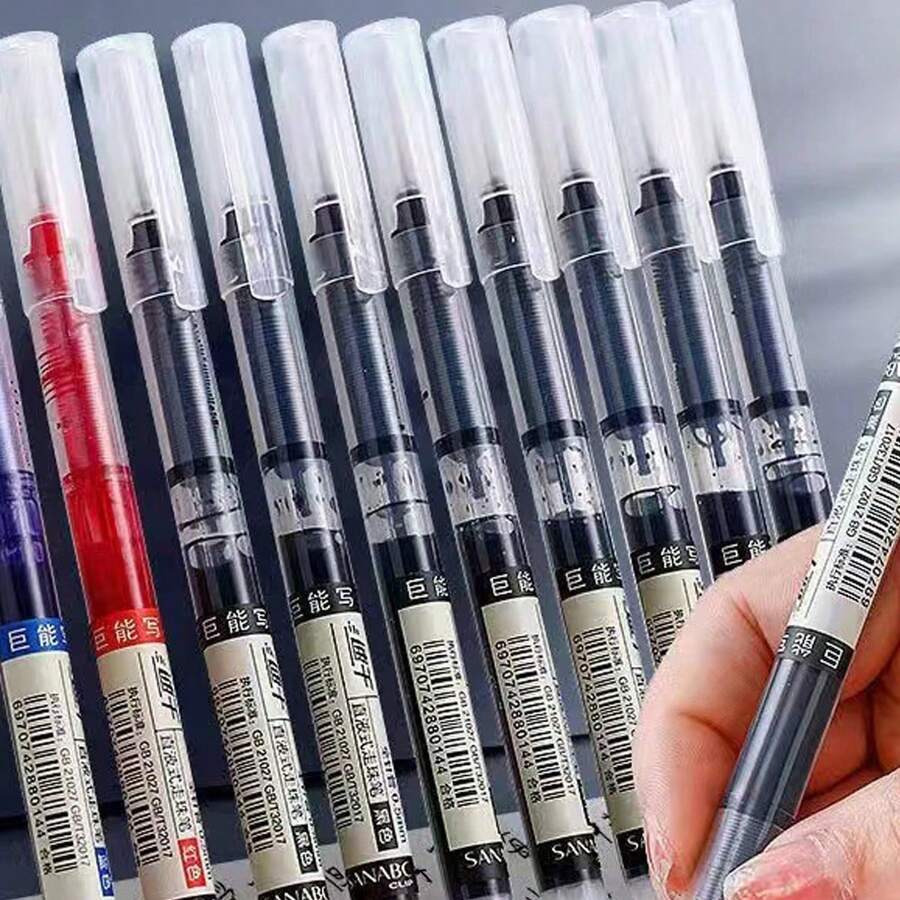 10pcs Straight Liquid Ball Pen Quick Drying Test Signature Gel Pen 0 ...