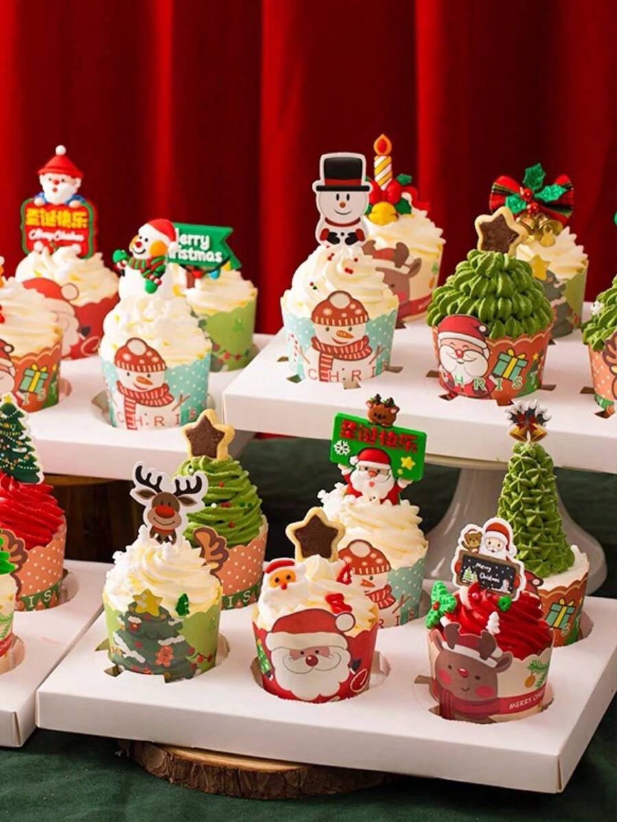 50pcs Random Santa Claus, Reindeer, Snowman, Ice Cream, Cartoon Dessert ...