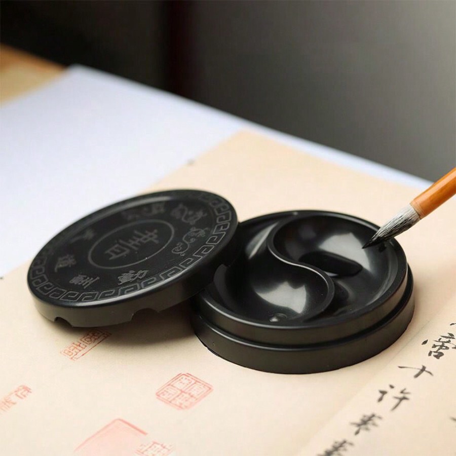 Ink Stone Calligraphy Inkstone And Brush Holder Japanese Chinese Black ...