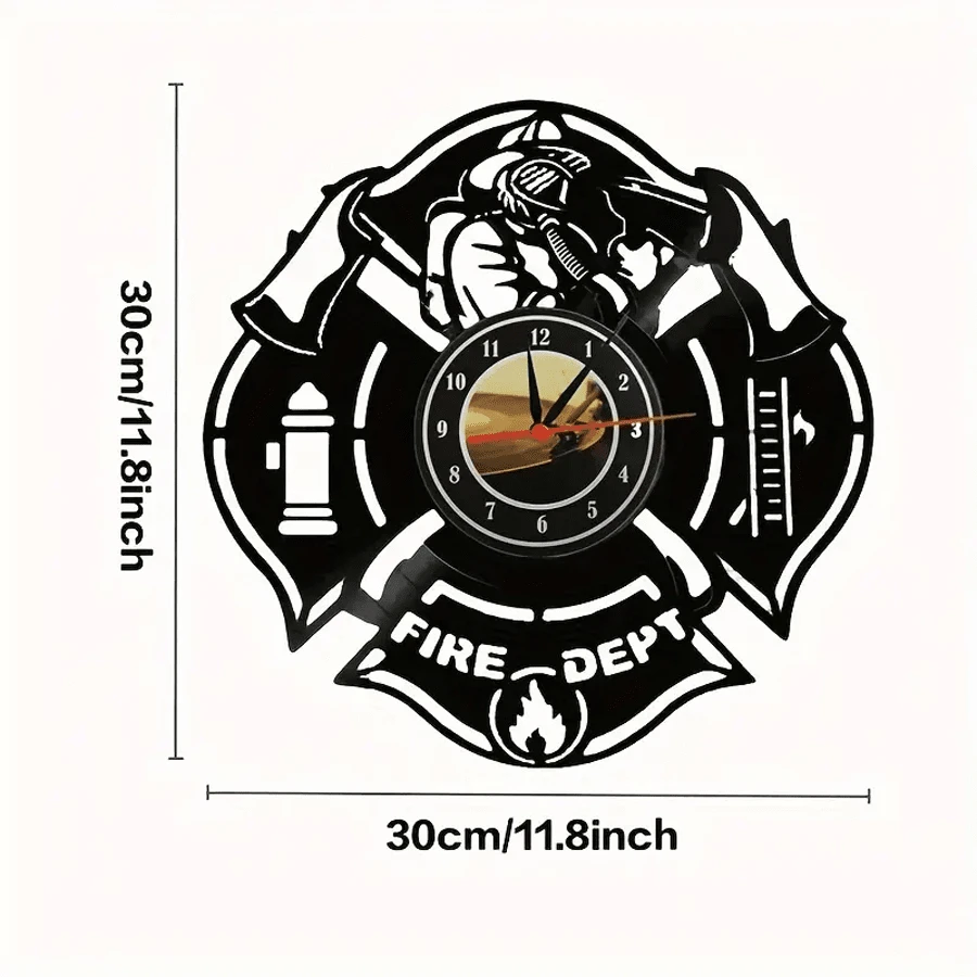 Fire Department Vinyl Wall Clock Firefighter Wall Clock 12 Inch Black ...