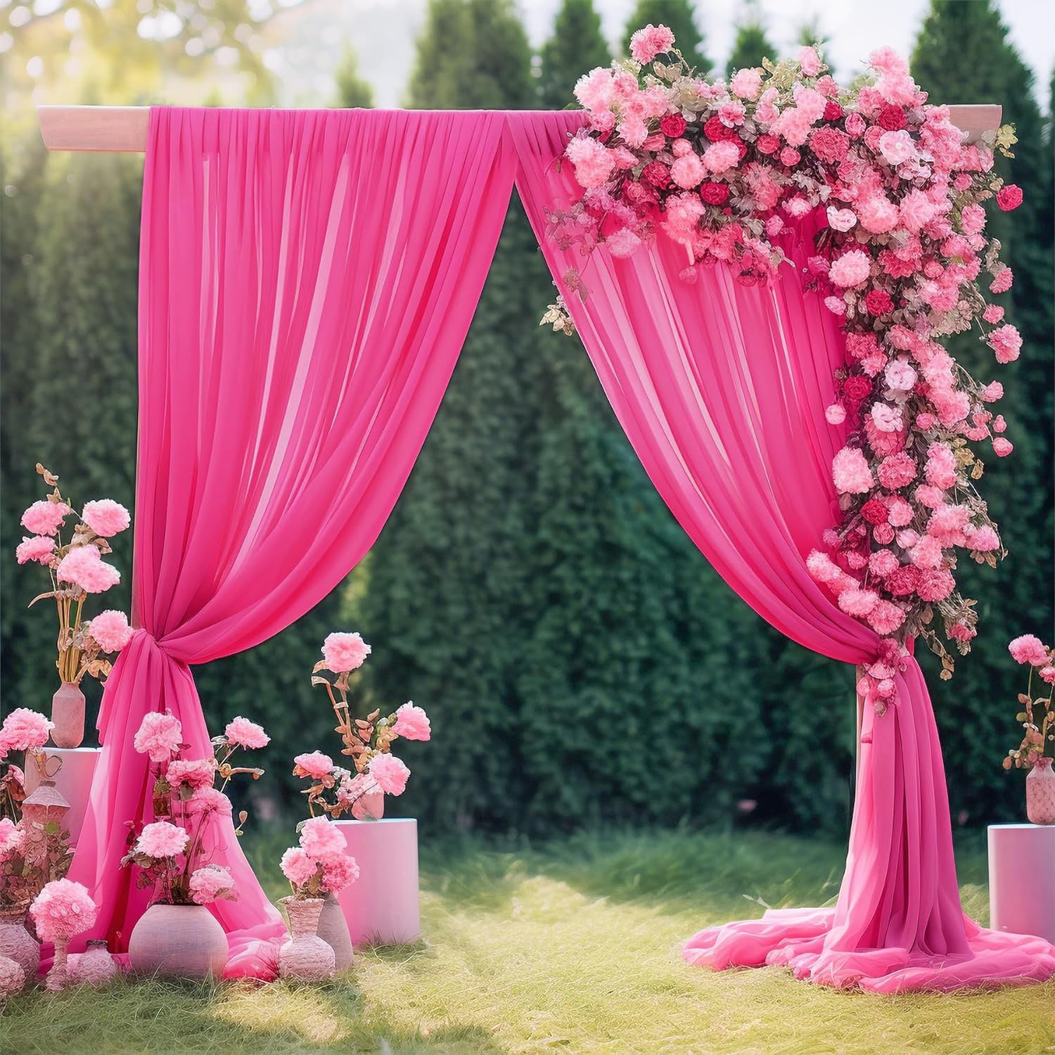 1pc Elegant Sheer Wedding Arch Backdrop For Indoor And Outdoor Use ...