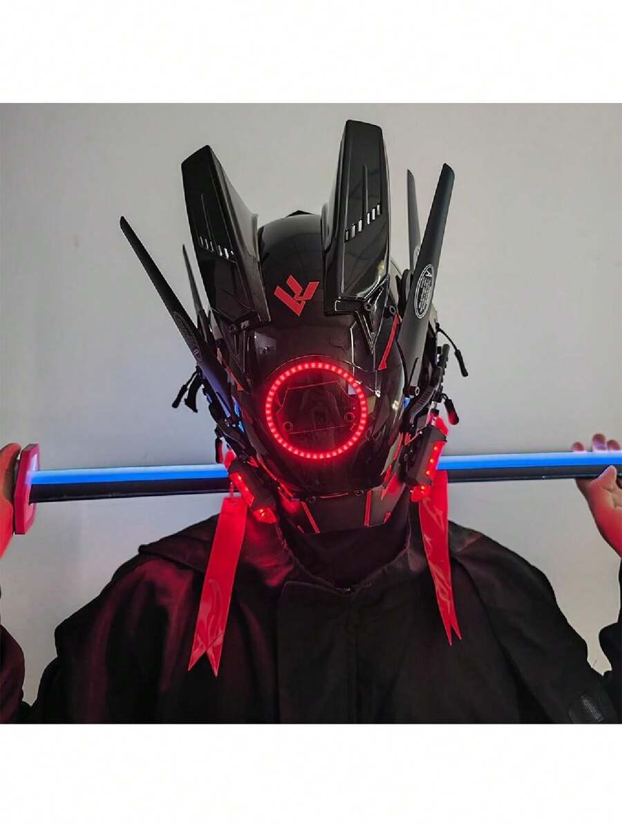 LED Illuminated Cyberpunk Mask Cool Sci-Fi Futuristic LED Mask Cosplay ...