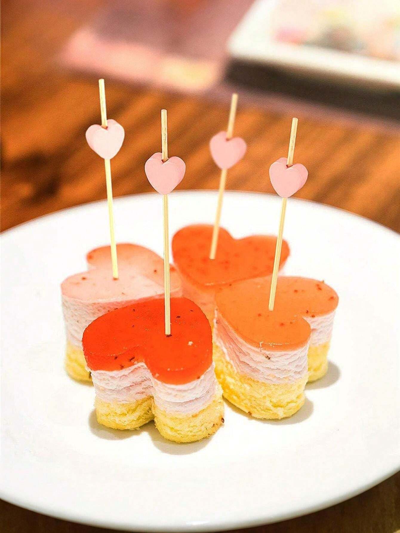10pcs Pack Fruit Toothpicks, Heart-Shaped Bamboo Cocktail Picks ...