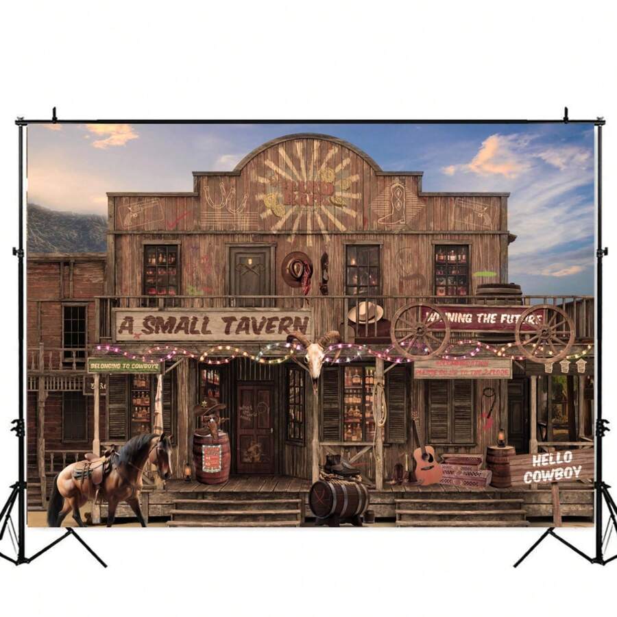 Western Party Backdrop Western Cowboy Party Decoration Supply Wild West ...