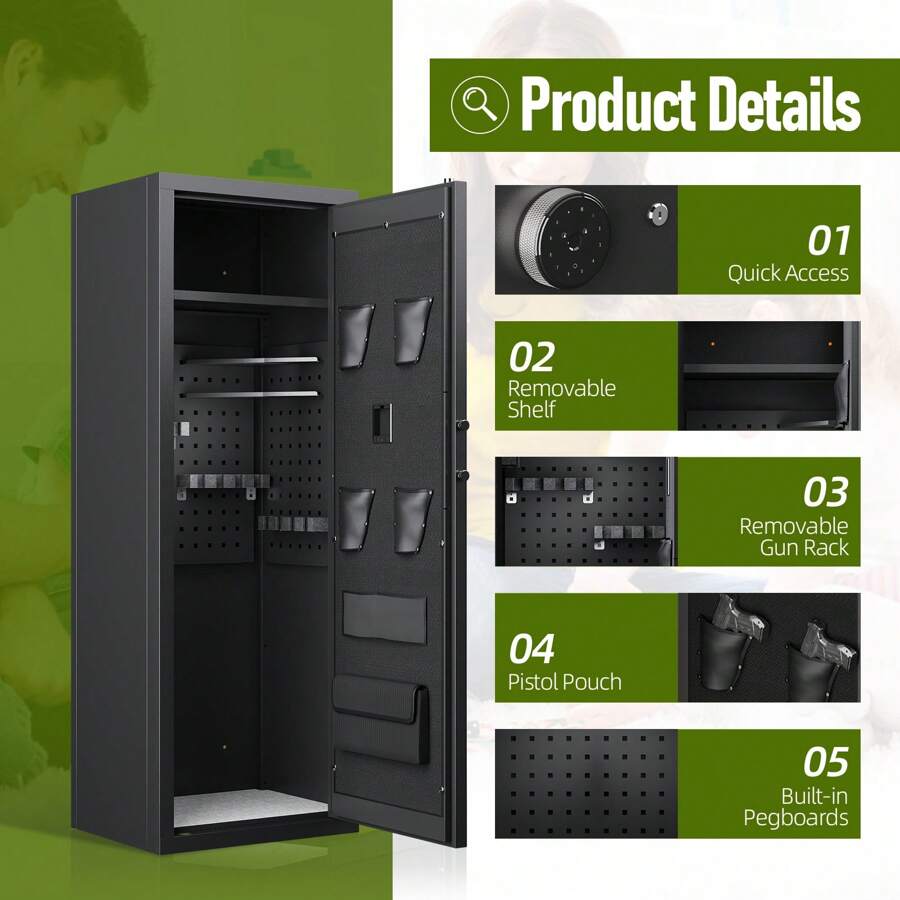 KAER 15-18 Large Gun Safe, Gun Safe For Rifles And Pistols, Large Rifle ...