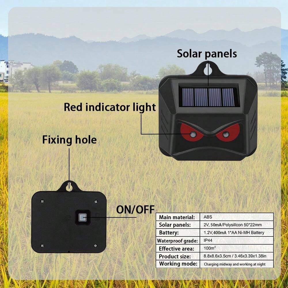 1 pieza Ultrasonido y Repelente de animales con energía solar y luz de ...