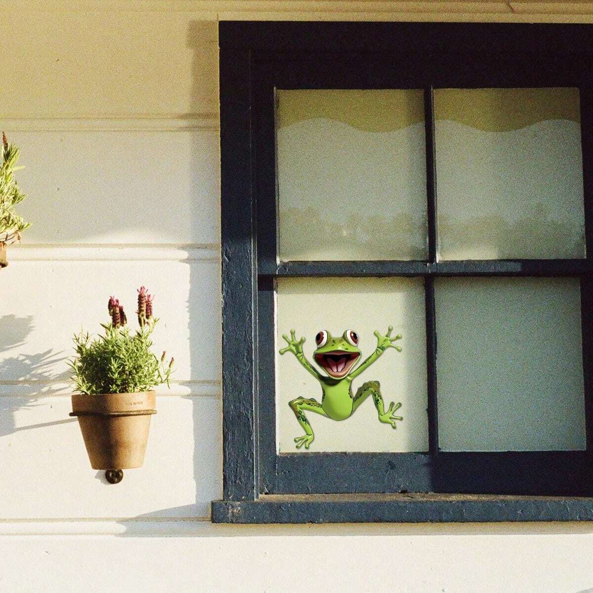 3pcs Funny Green Frog Car Sticker For Vehicles - Waterproof Decal For ...