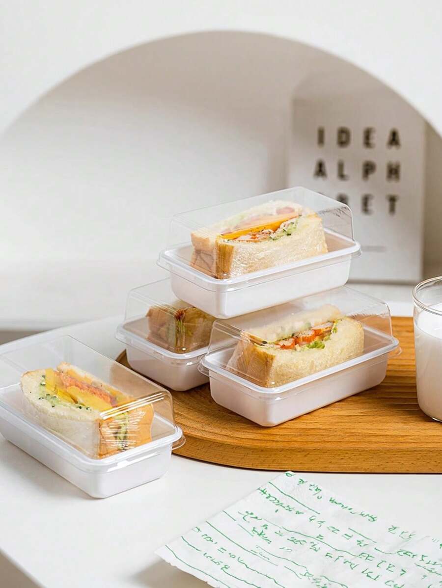 10pcs Rectangular Sandwich Packaging Box With Transparent Lid, Suitable ...