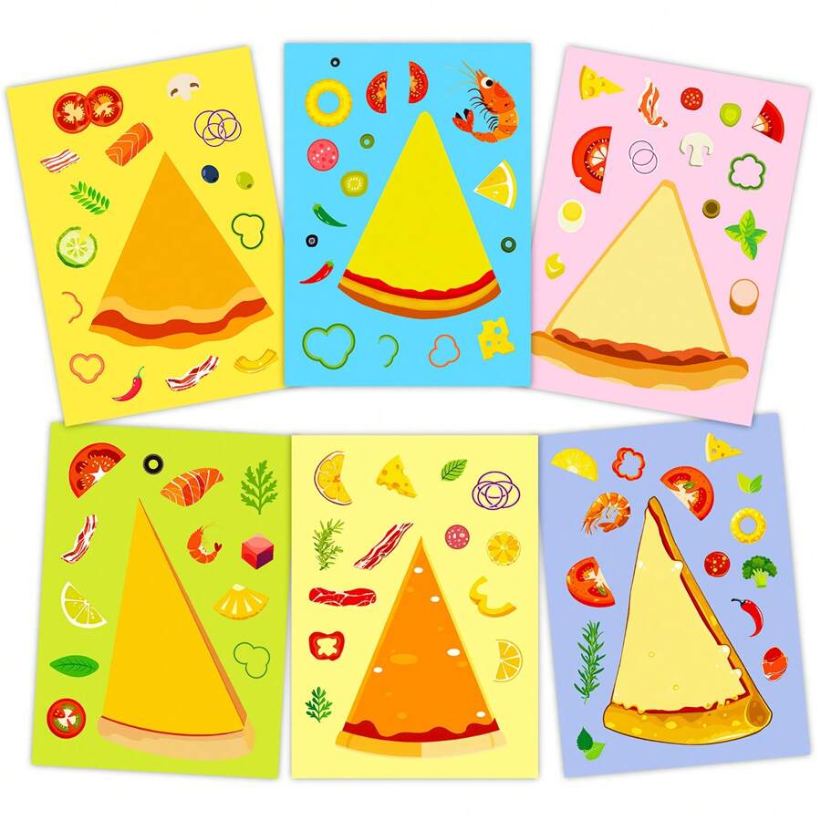 6 Sheets Make Pizza Stickers, Make Your Own Cute Food Stickers, Kawaii ...