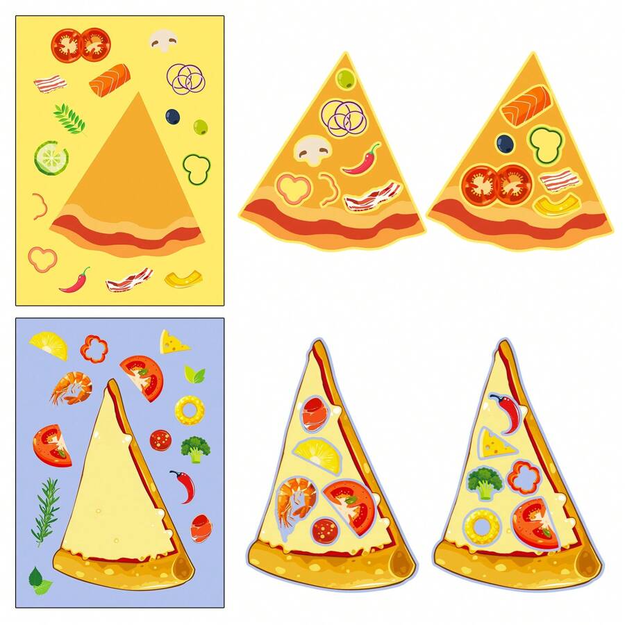6 Sheets Make Pizza Stickers, Make Your Own Cute Food Stickers, Kawaii ...