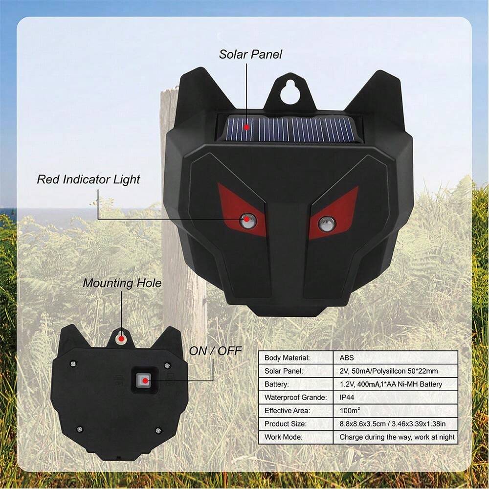 1pc Ultrasonic Pest Repellent Solar Nocturnal Animal Repeller Outdoor ...