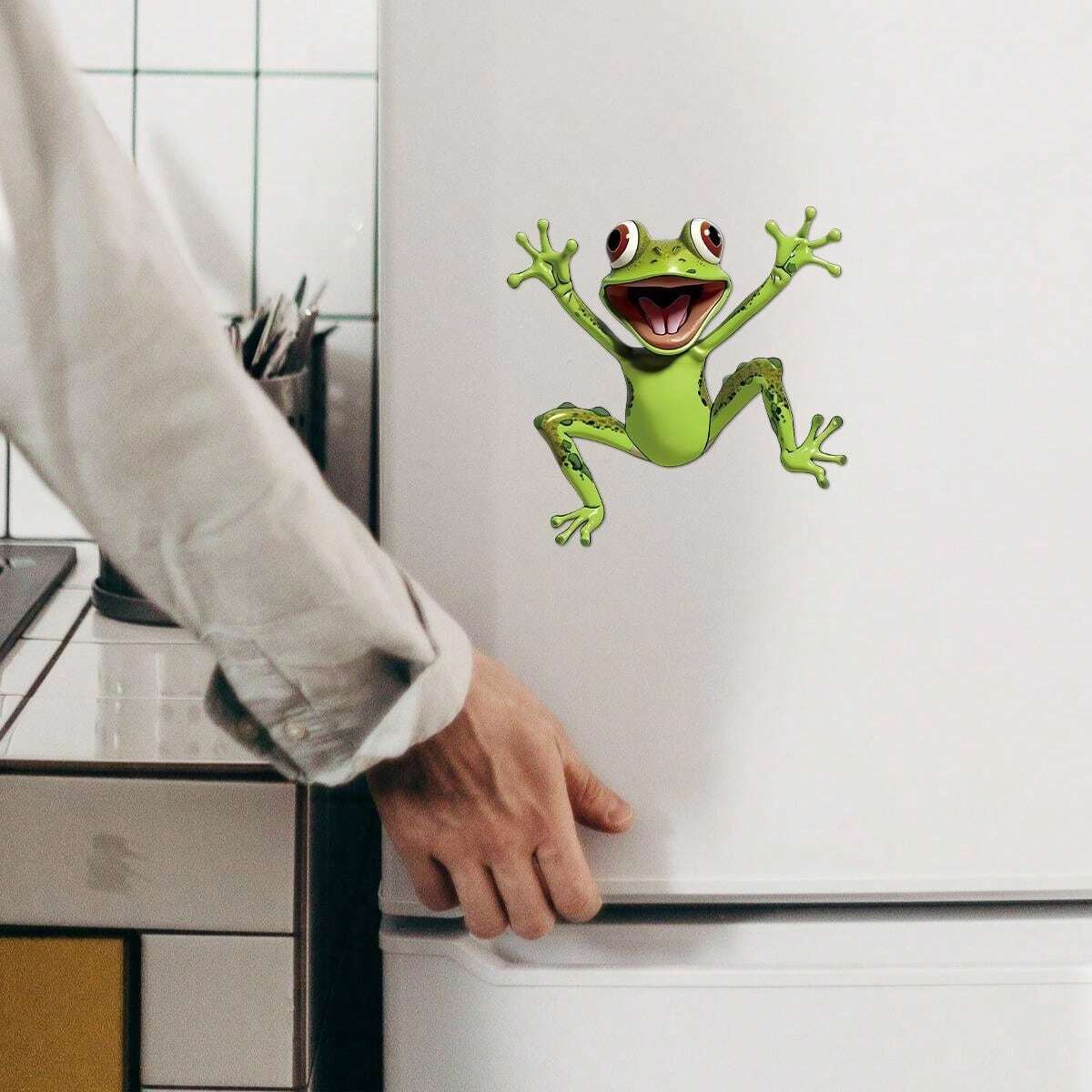 3pcs Funny Green Frog Car Sticker For Vehicles - Waterproof Decal For ...