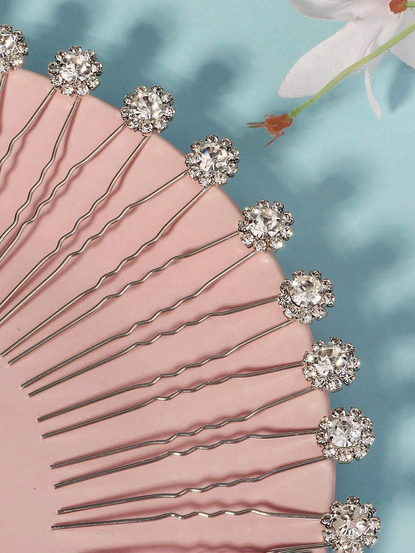 12pcs Rhinestone Bridal Hair Pins Clips Wedding Hair Accessories Hair ...