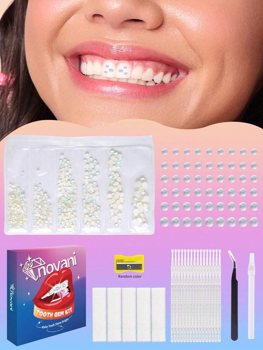 novani Tooth Gems DIY Teeth Crystal Flat Back Glass Gemstone Multi ...