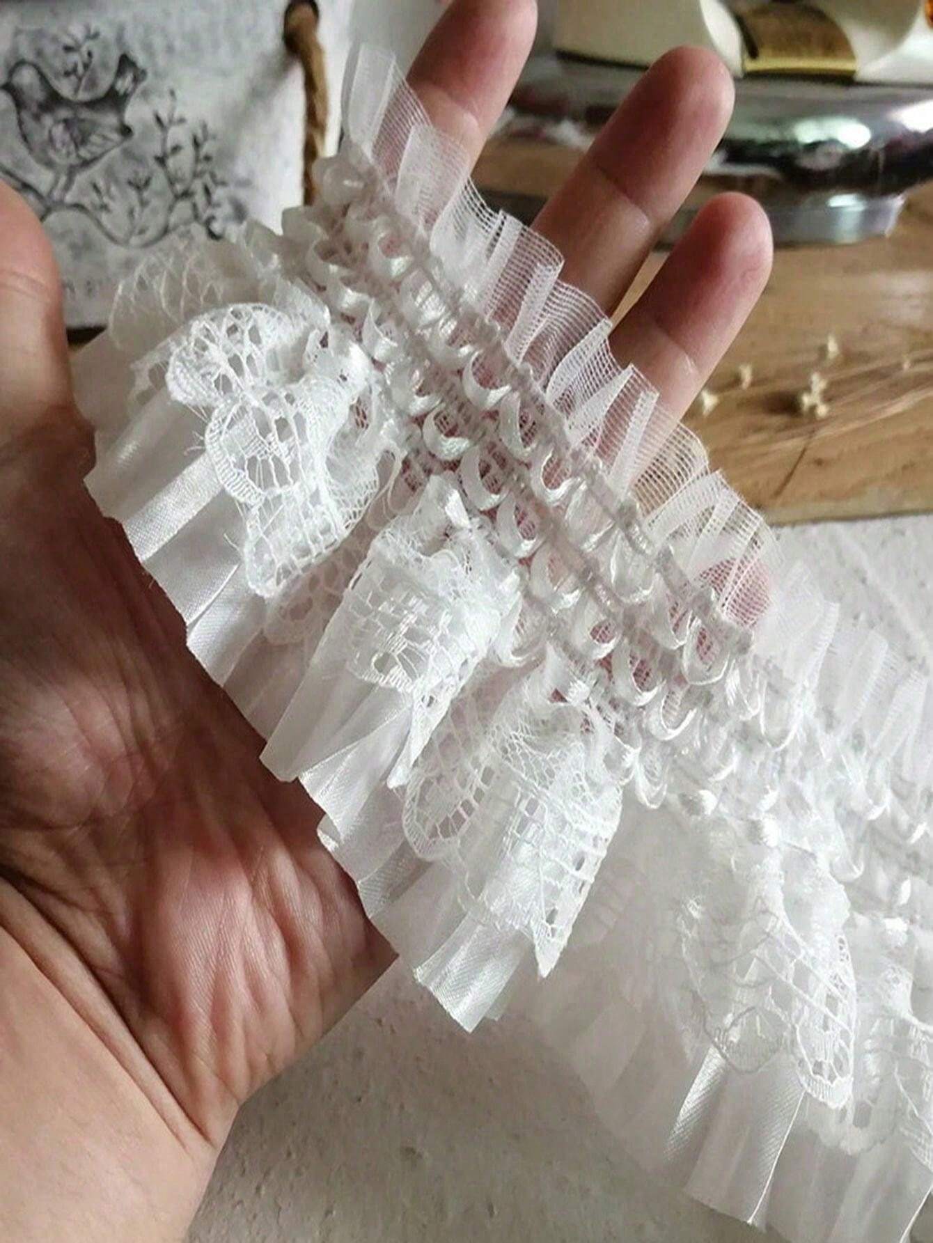 Size One Black And White Pleated Elastic Chiffon Lace Edging Wedding ...