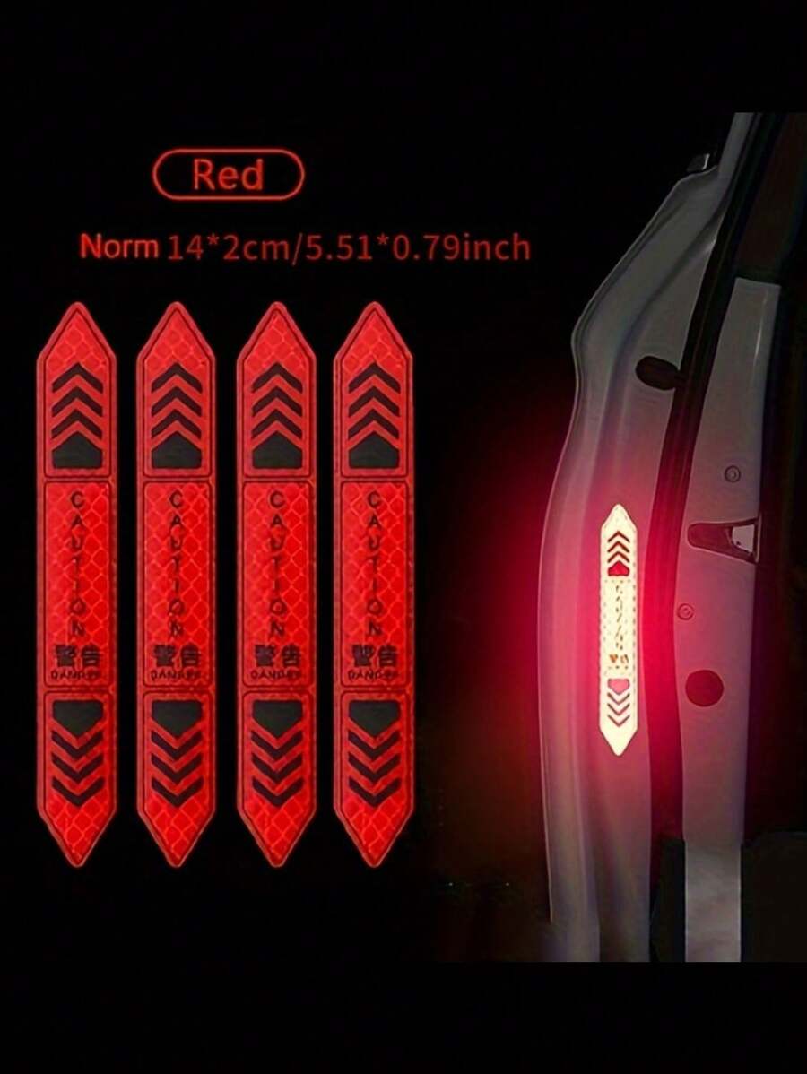 4 Pcs Reflective Stickers For Driving At Night Car Door Opening Warning ...