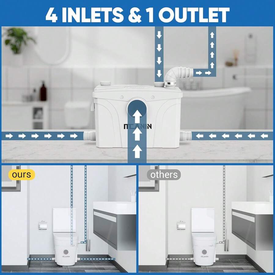 700W Macerator Pump For Basement, Macerating Pump Sewerage Disposal Pump With 4 Water Inlets For ...